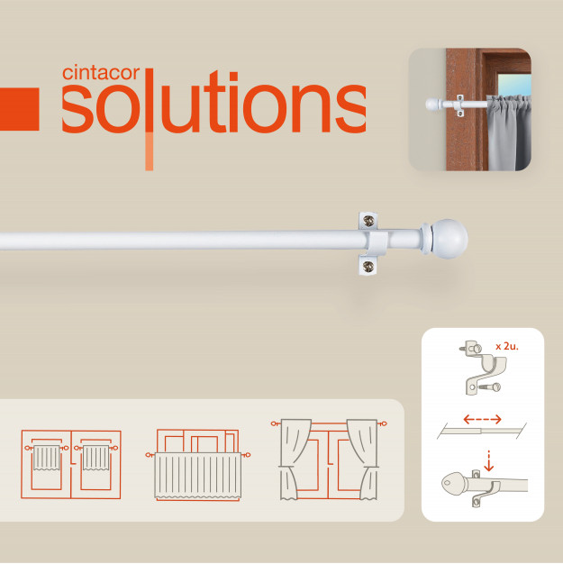 Decorative cafe-rod Sphere White 50-75cm